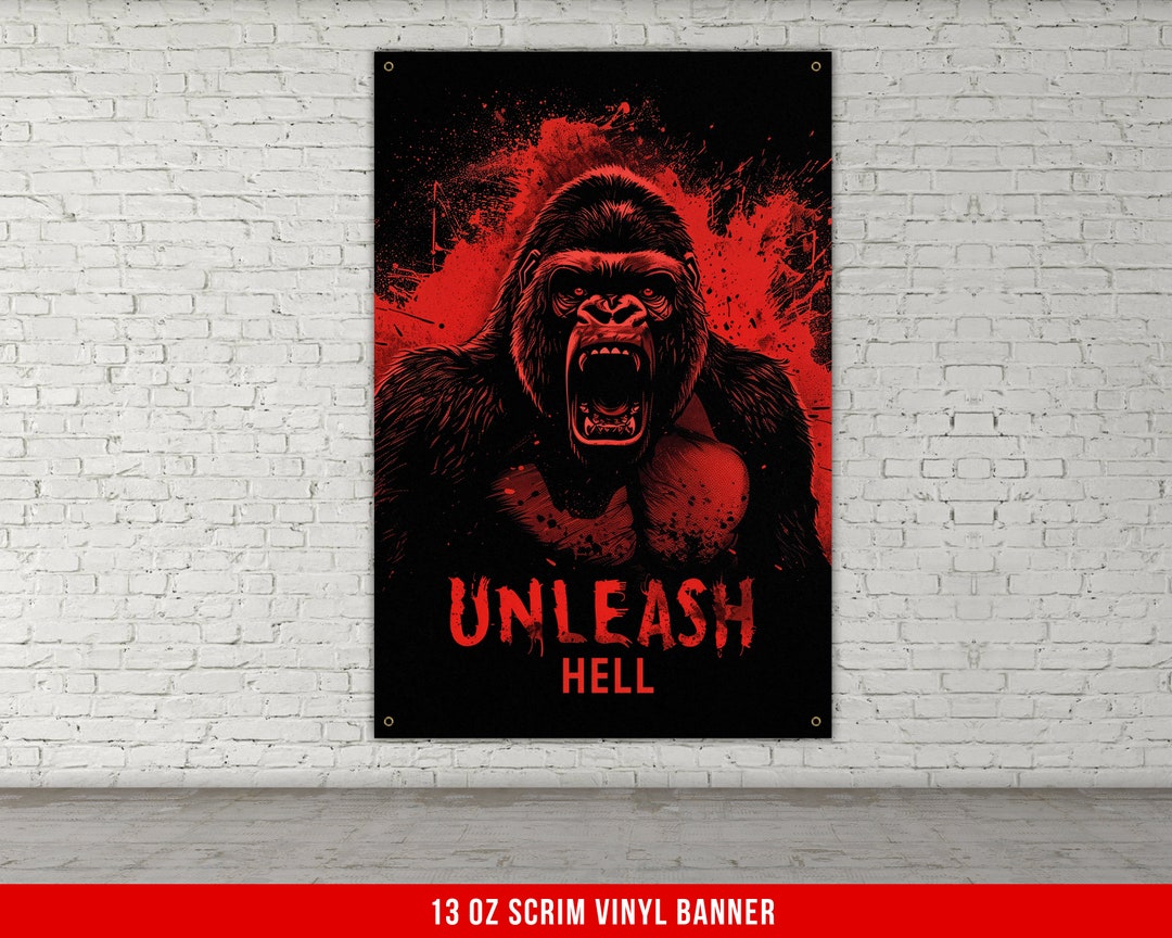 Unleash Hell Banner - Home Gym Inspiration - Large Quote Wall Art ...