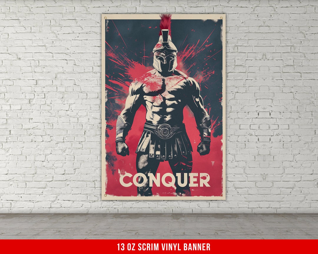Conquer Banner - Gym Inspiration - Large Motivational Quote Wall Art ...