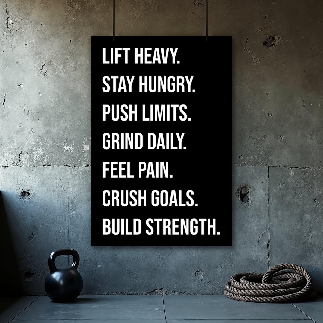 Gym Motivation Poster, Home Gym Decor, Fitness Wall Art, Motivational ...