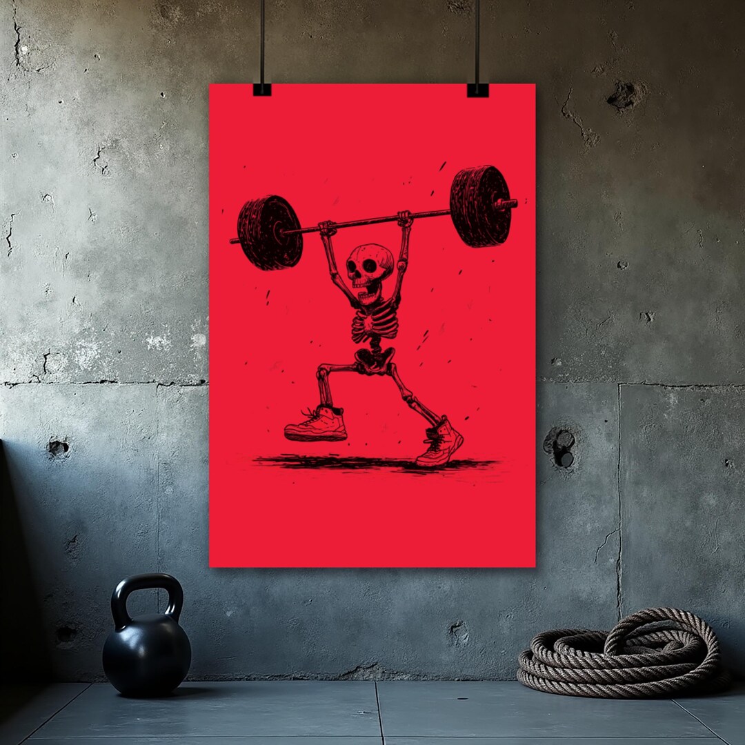 Funny Skeleton Gym Poster, Home Gym Wall Decor, Fitness Print ...