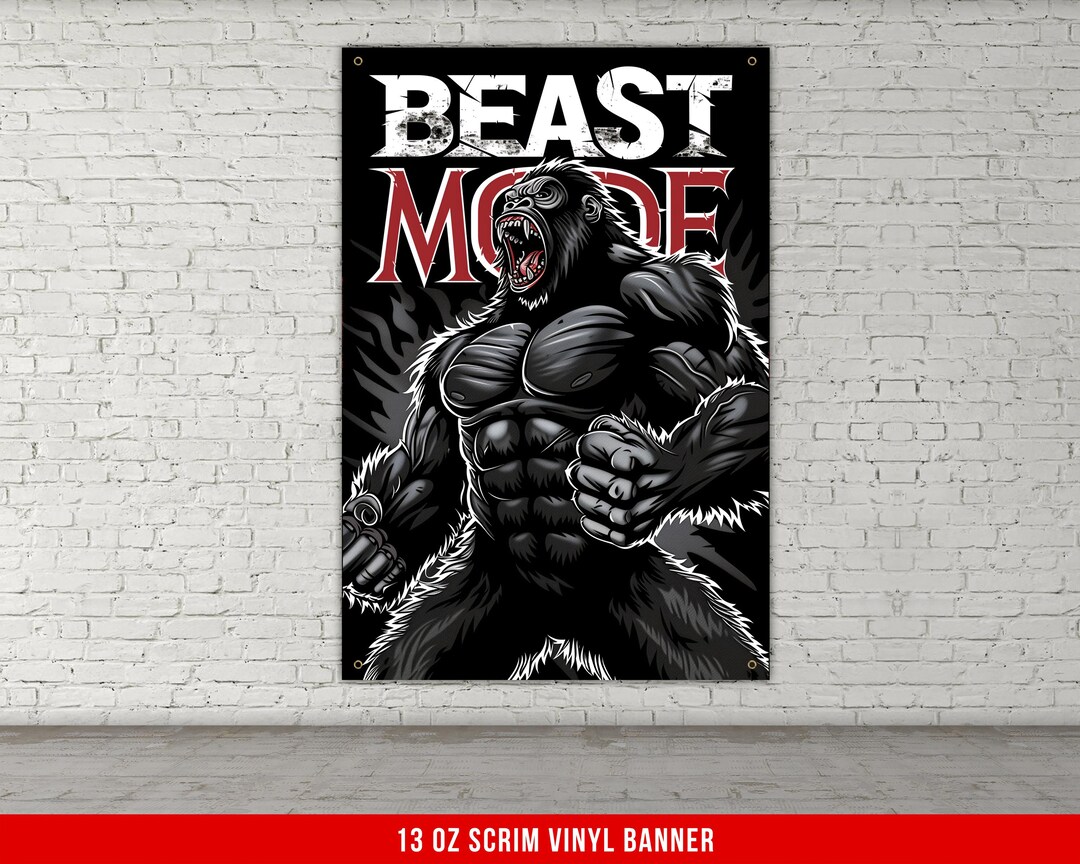 Beast Mode Gym Banner, Gym Motivational Poster, Workout Motivation ...