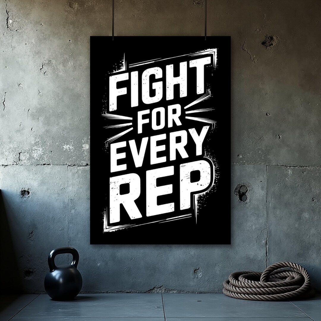 Fight for Every Rep Poster, Gym Poster, Motivation Poster, Fitness ...