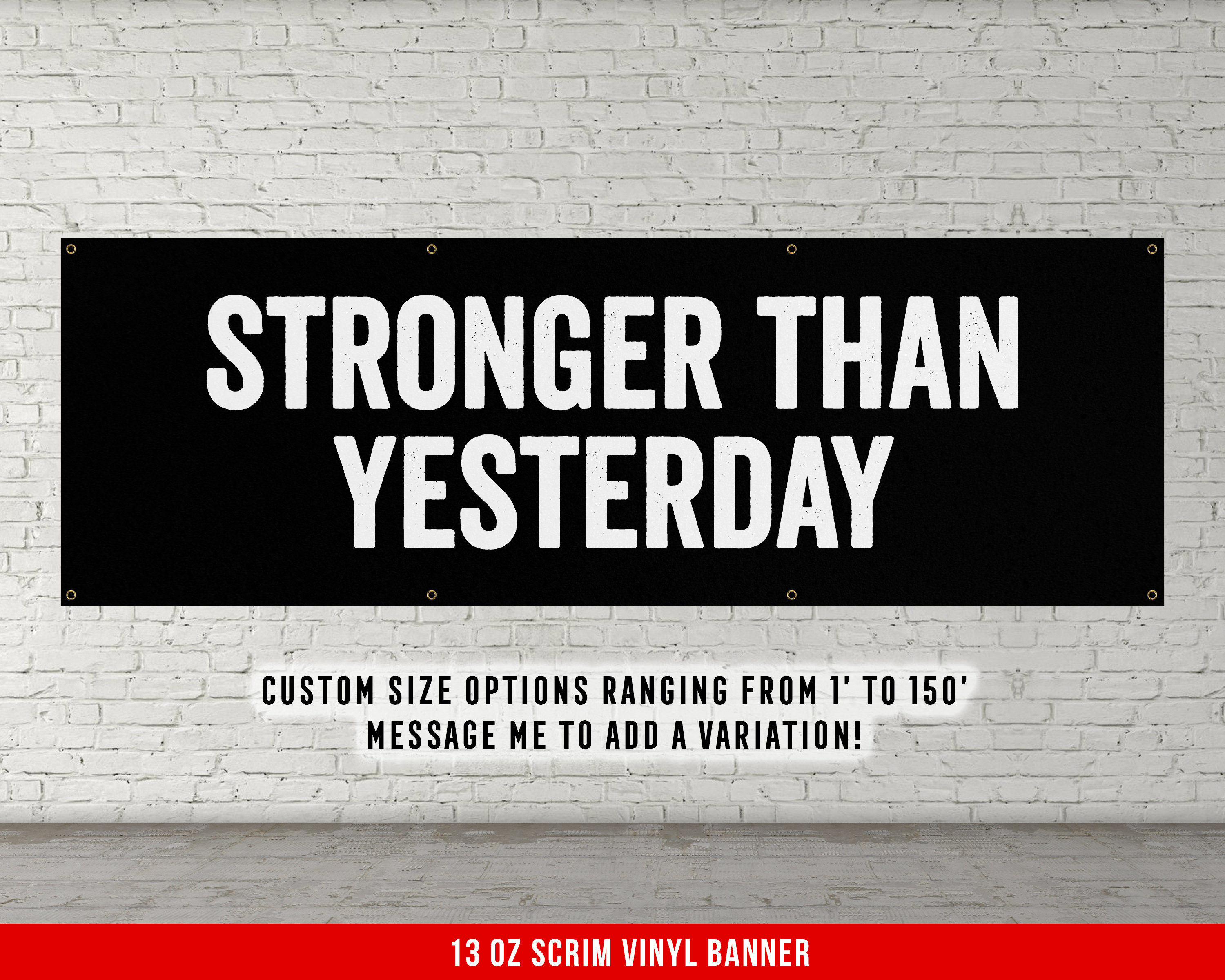 Stronger Than Yesterday Banner Home Gym Decor Large Quote | Etsy