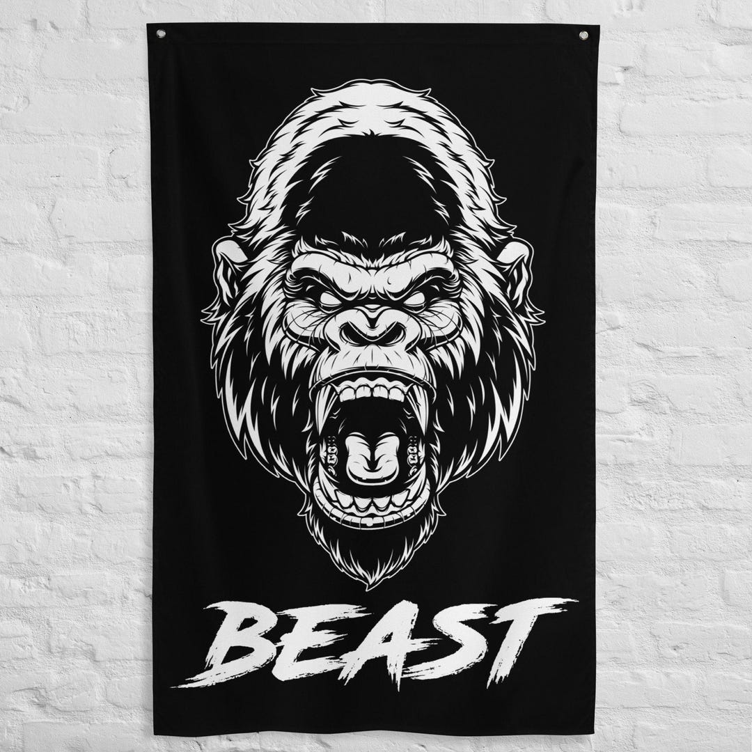 Gorilla Beast Gym Flag | Custom Home Gym Banner | Weightlifting Decor ...