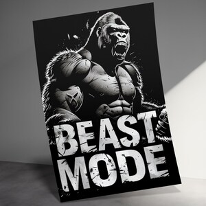 Beast Mode Motivational Poster, Home Gym Decor, Office Decor, Fitness ...