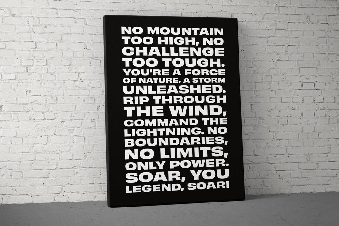 Motivational Quote Wall Art No Mountain Too High No Challenge Too Tough ...