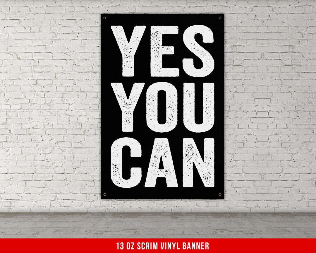 Large Yes You Can Banner - Home Gym Decor - Inspirational Weightlifting ...