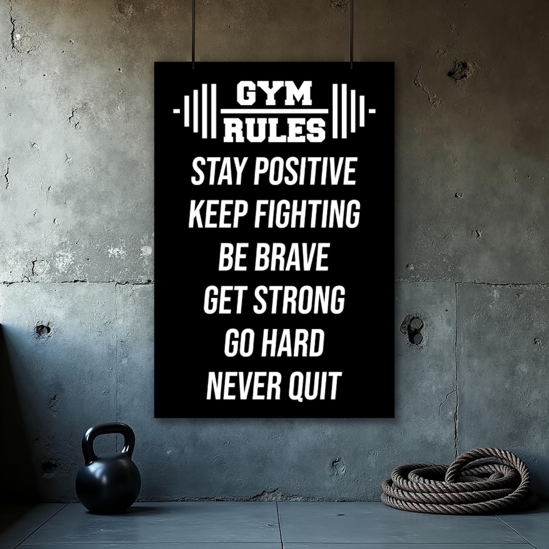 Gym Rules Poster, Home Gym Wall Art, Fitness Poster, Motivation Poster ...