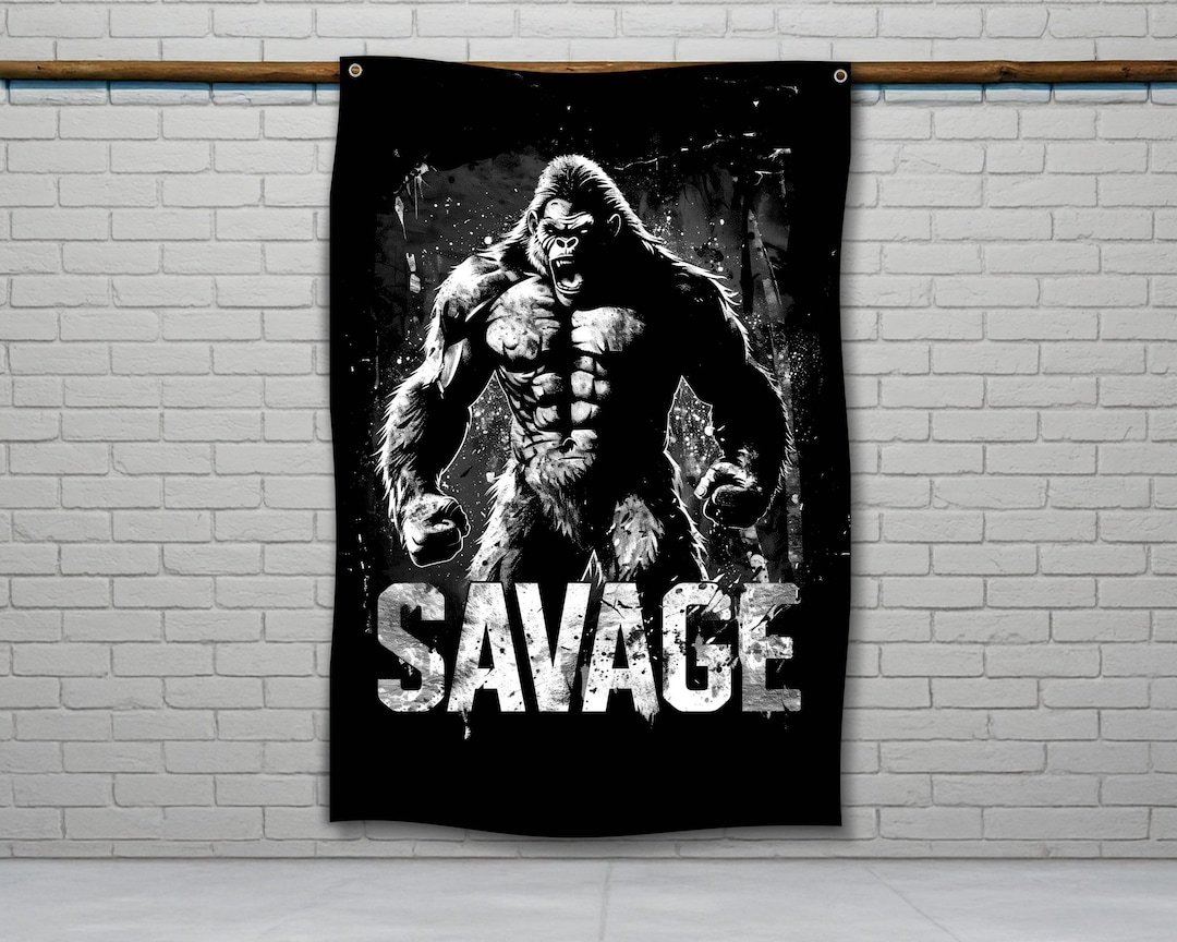 Savage Gorilla Flag, Gym Decor, Garage Gym, Home Gym, Motivational Gym ...