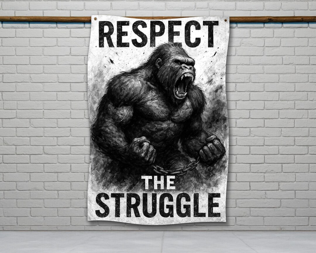 Gym Motivation Gorilla Flag, Respect the Struggle Banner, Home Gym Wall ...