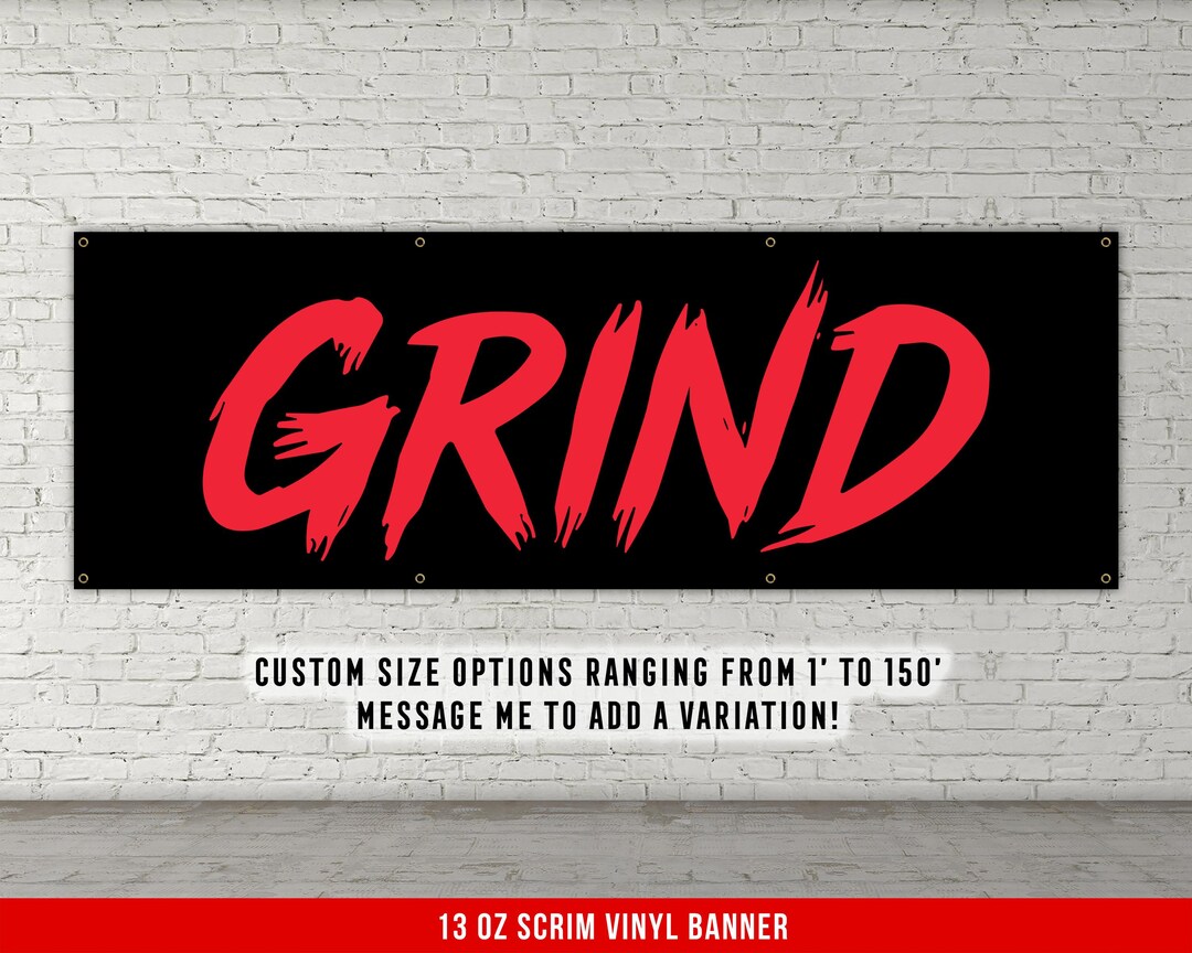 Grind Banner, Home Gym Decor, Weightlifting Motivational Quote, Gym ...