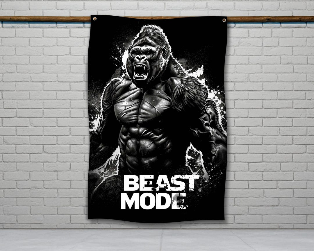 Beast Mode Gorilla Flag, Gym Decor, Motivational Gym Flag, Home Gym ...