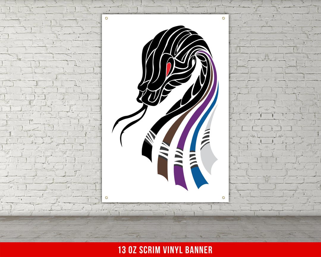 Jiu Jitsu Snake Banner, BJJ Belts Wall Art, Motivational Grappling ...