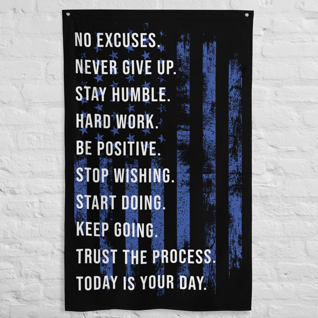 Motivational Quotes - Blue - Custom Home Gym Flag - Workout Motivation ...