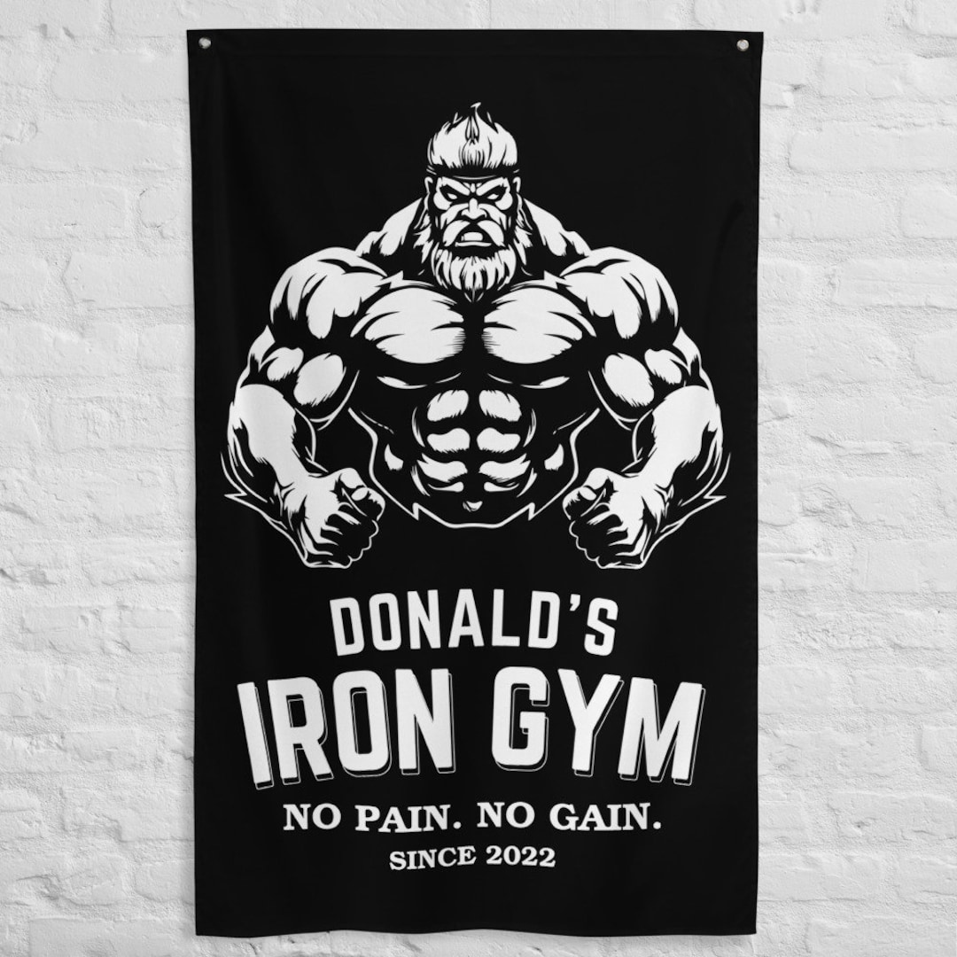 Custom Gym Flags Home Gym Banner Weightlifting Decor Man Cave Wall Art ...