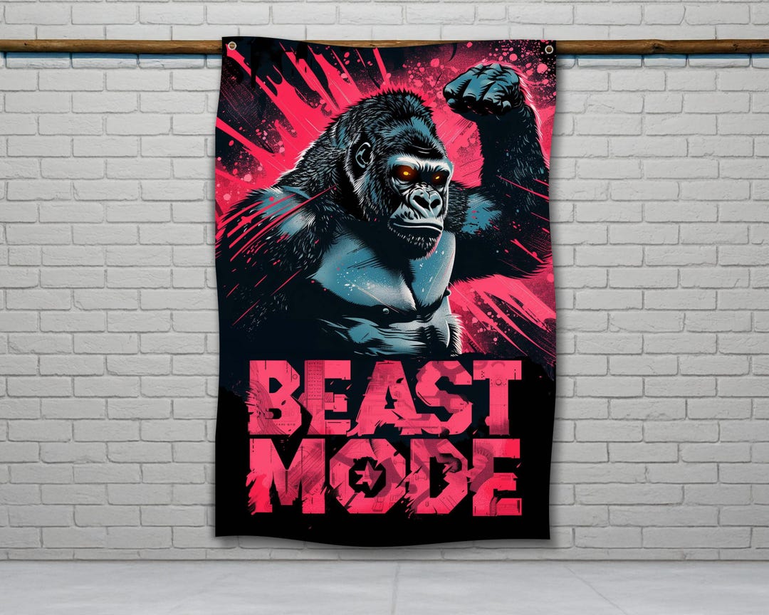 Beast Mode Gorilla Flag, Gym Decor, Home Gym Flag, Motivational Flag ...