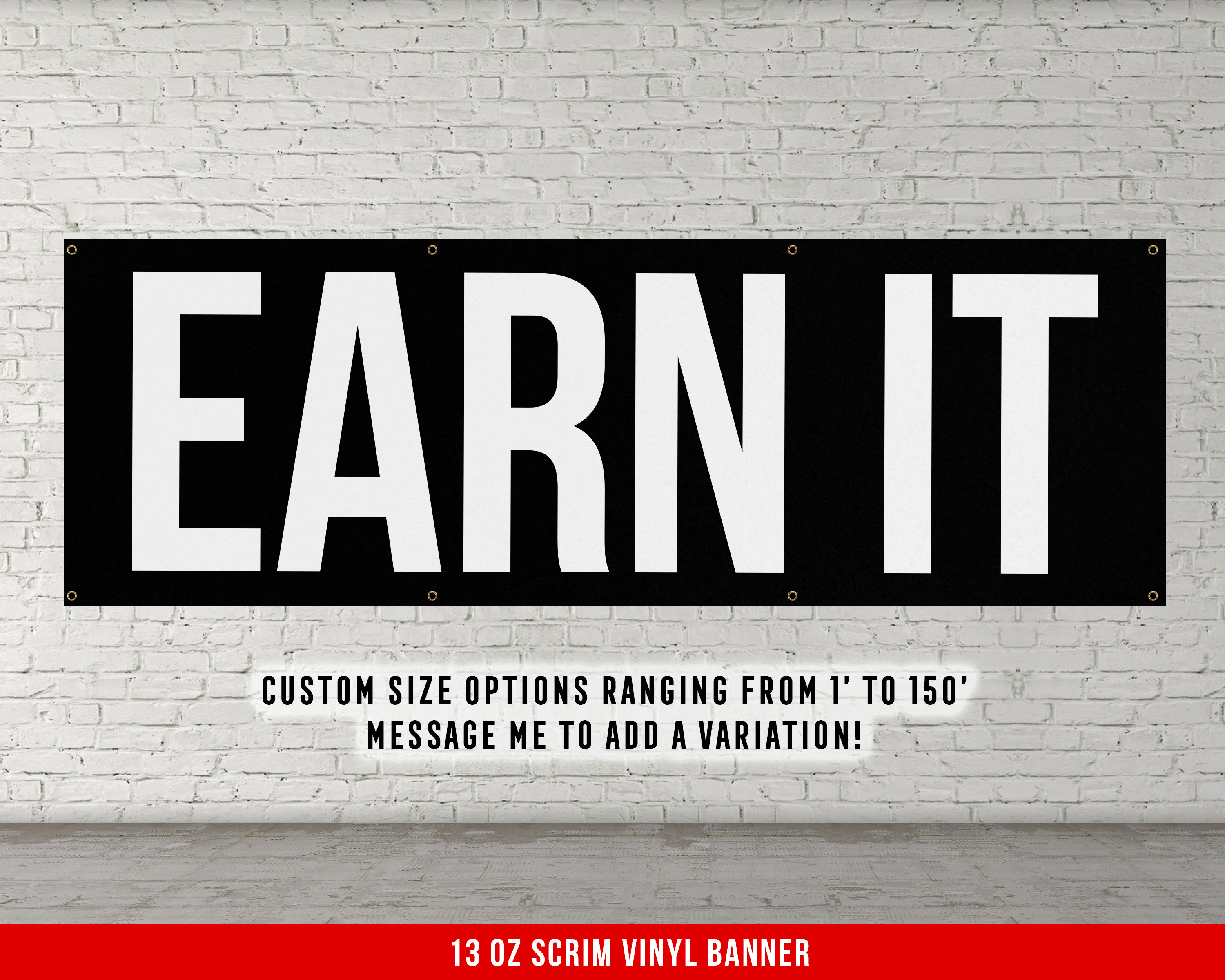 Earn It Banner Motivational Home Gym Decor Large Quote | Etsy