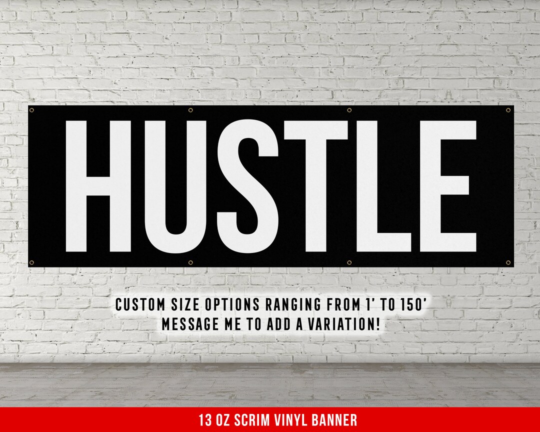 Hustle Banner - Motivational Home Gym Decor - Large Quote Wall Art ...