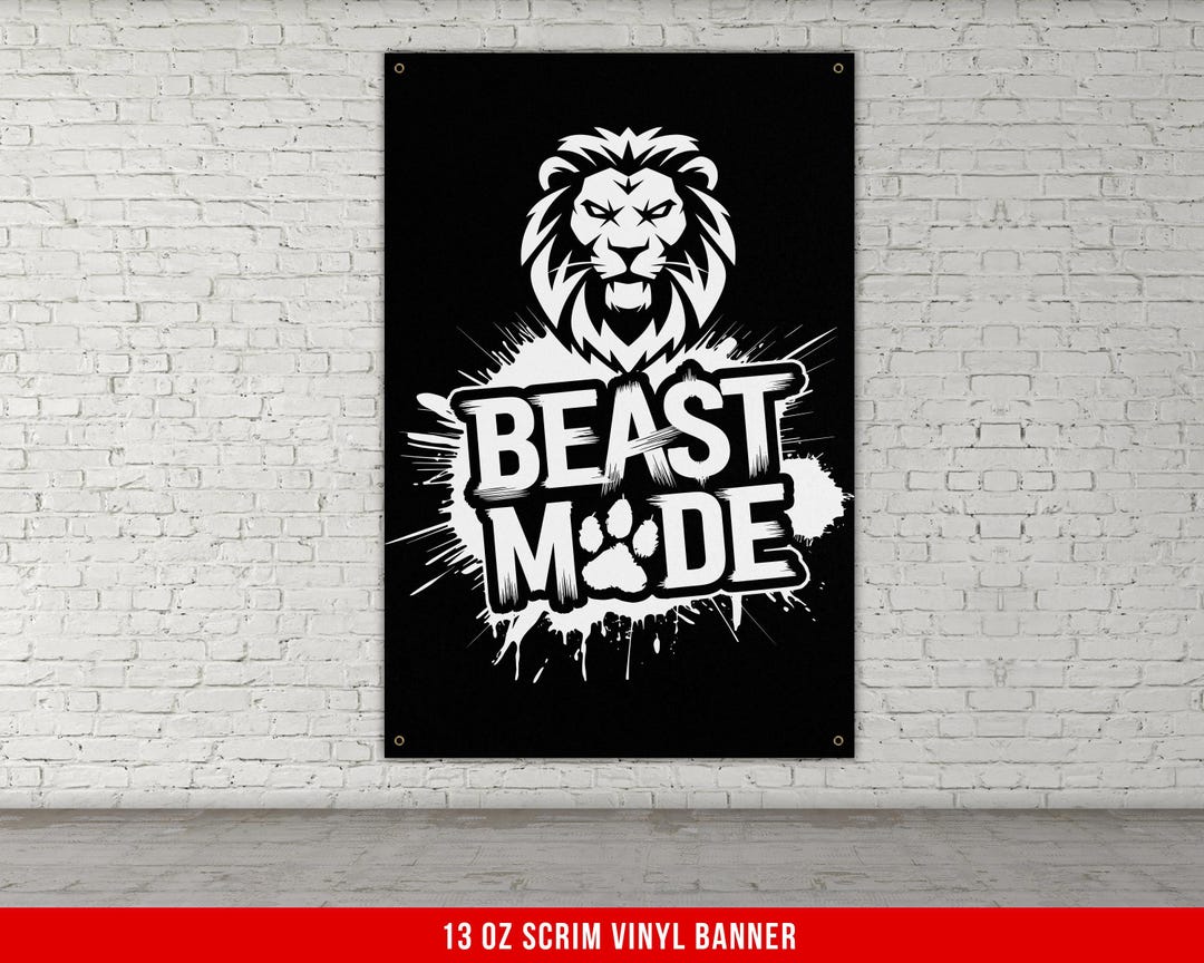 Beast Mode Vinyl Banner for Home Gym, Garage Gym, Weightlifting ...