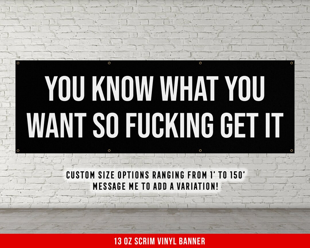 You Know What You Want Banner - Motivational Home Gym Decor - Large ...