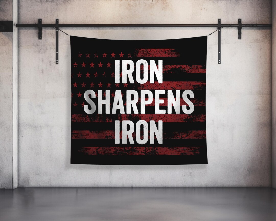 Iron Sharpens Iron Tapestry for Home Gyms Dorms, Motivational Quotes ...