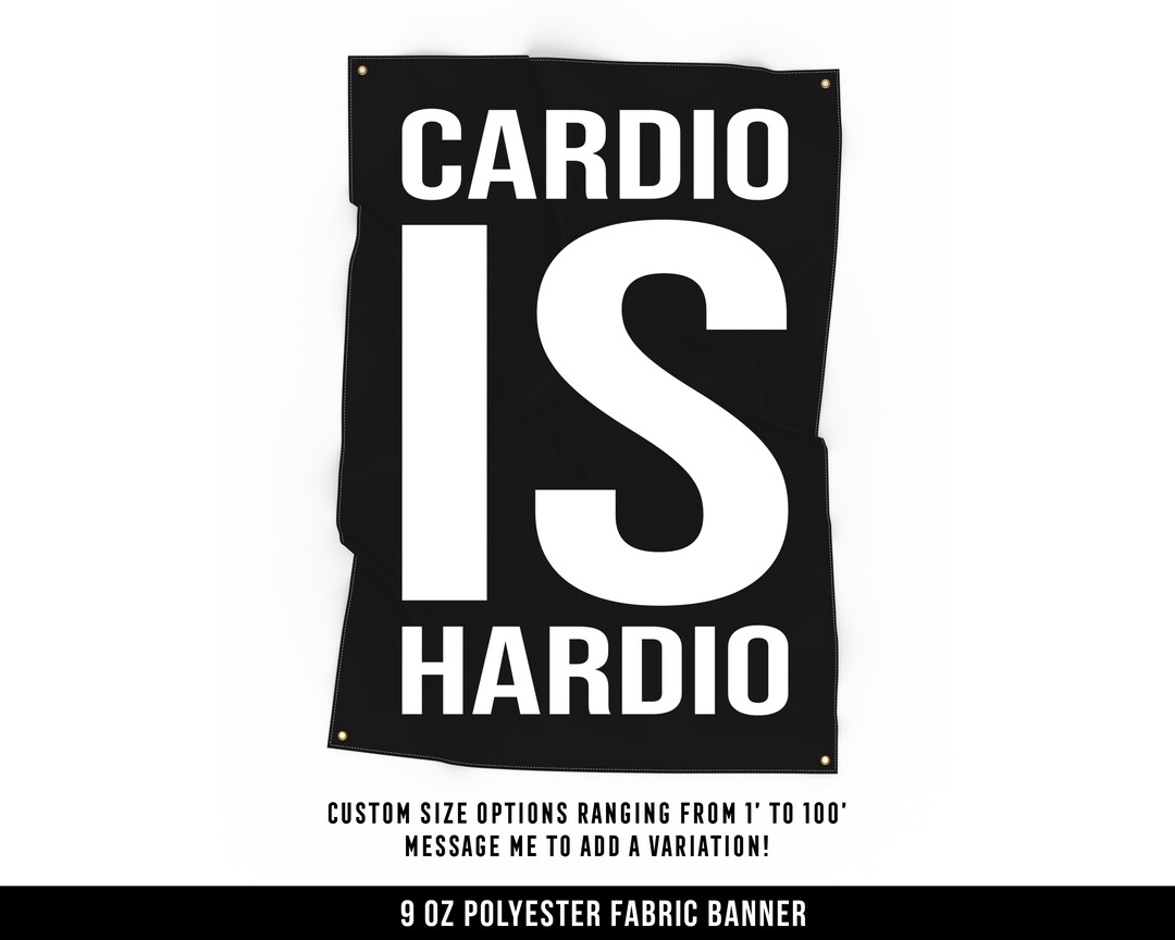 Cardio Hardio Cloth Banner Home Gym Decor Large Wall Art Quote ...