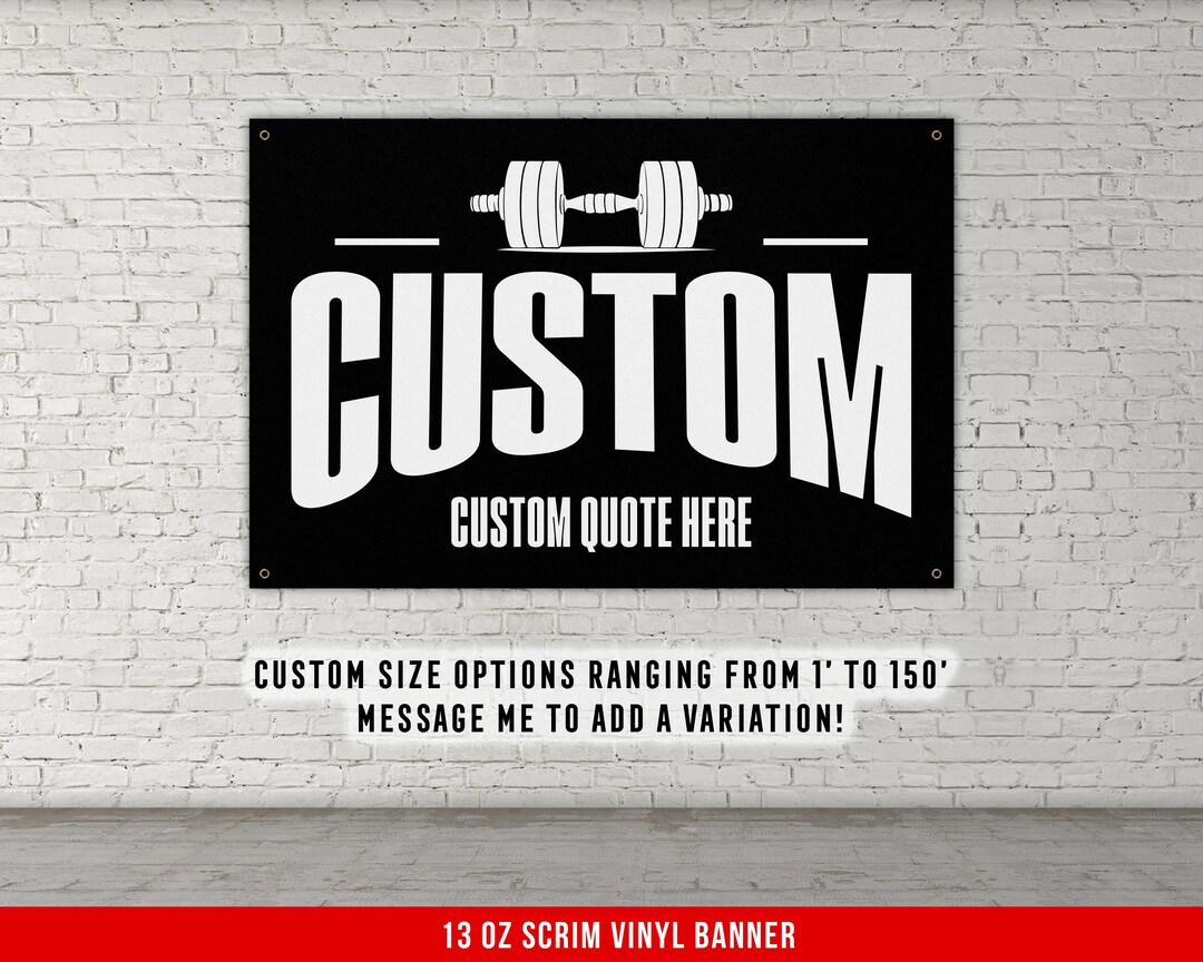 Custom Text - Custom Home Gym Banner - Personalized Workout Wall Art ...