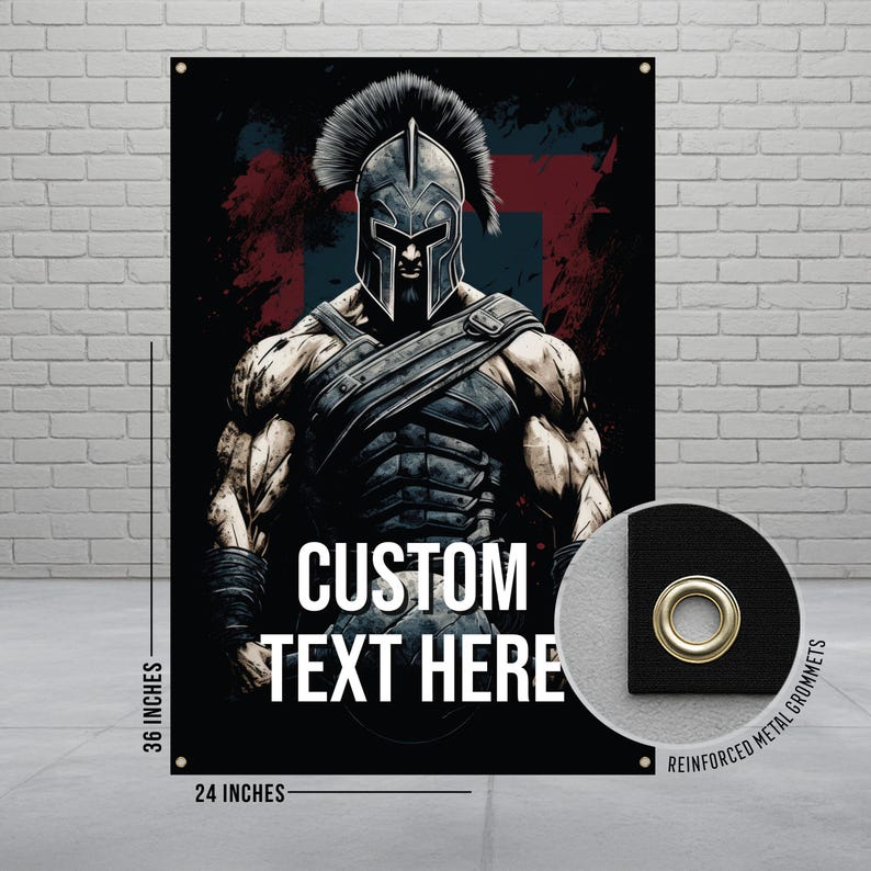 Spartan Warrior Flag, Custom Gym Flag, Motivational Banner ...