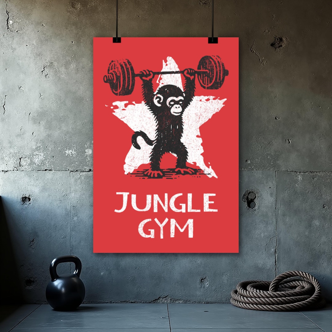 Jungle Gym Poster, Funny Gym Poster, Home Gym Wall Art, Fitness Print ...