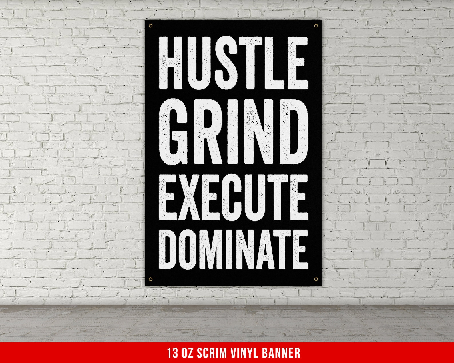 Hustle Grind Banner - Home Gym Decor - Large Motivational Quote Wall ...
