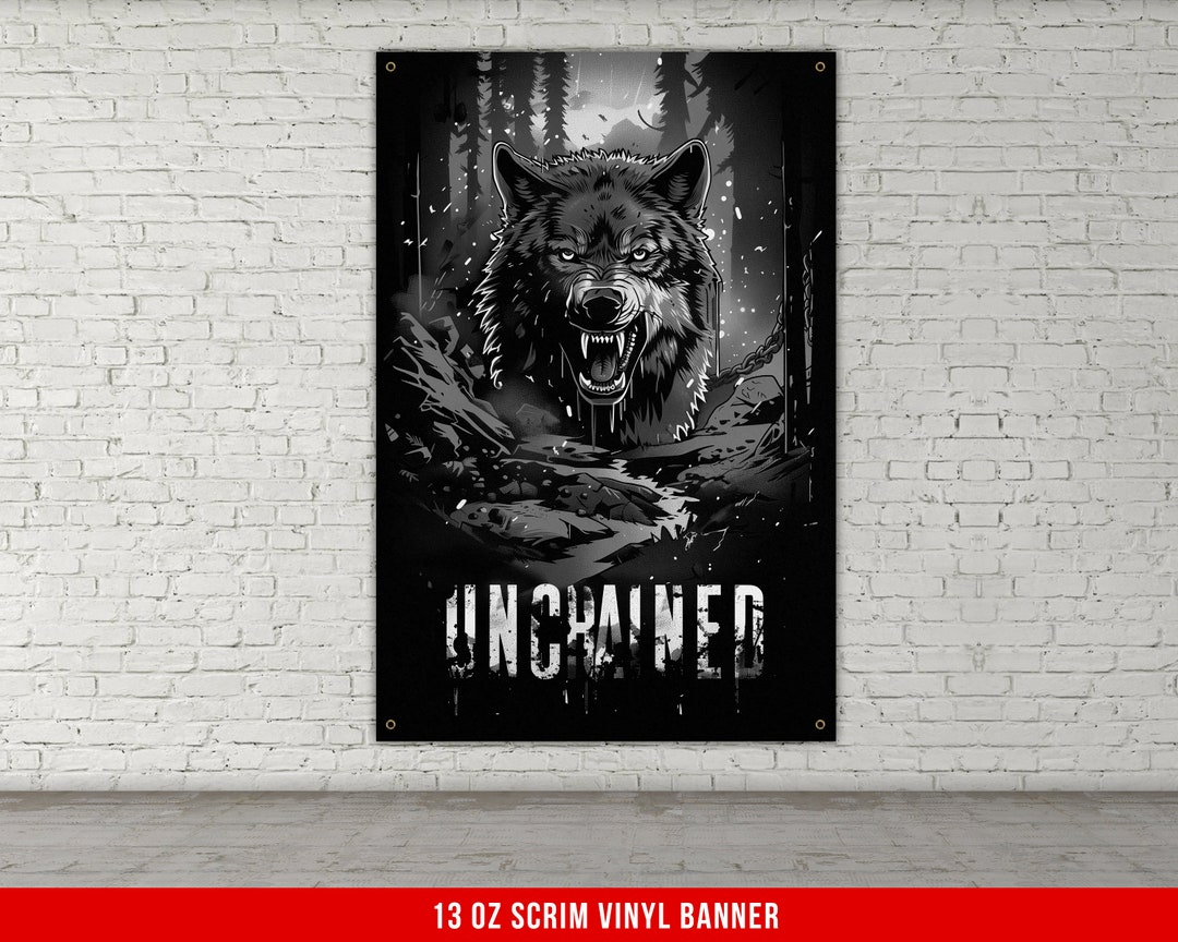 Unchained Banner - Large Quote Wall Art - Home Gym Design - Fitness ...