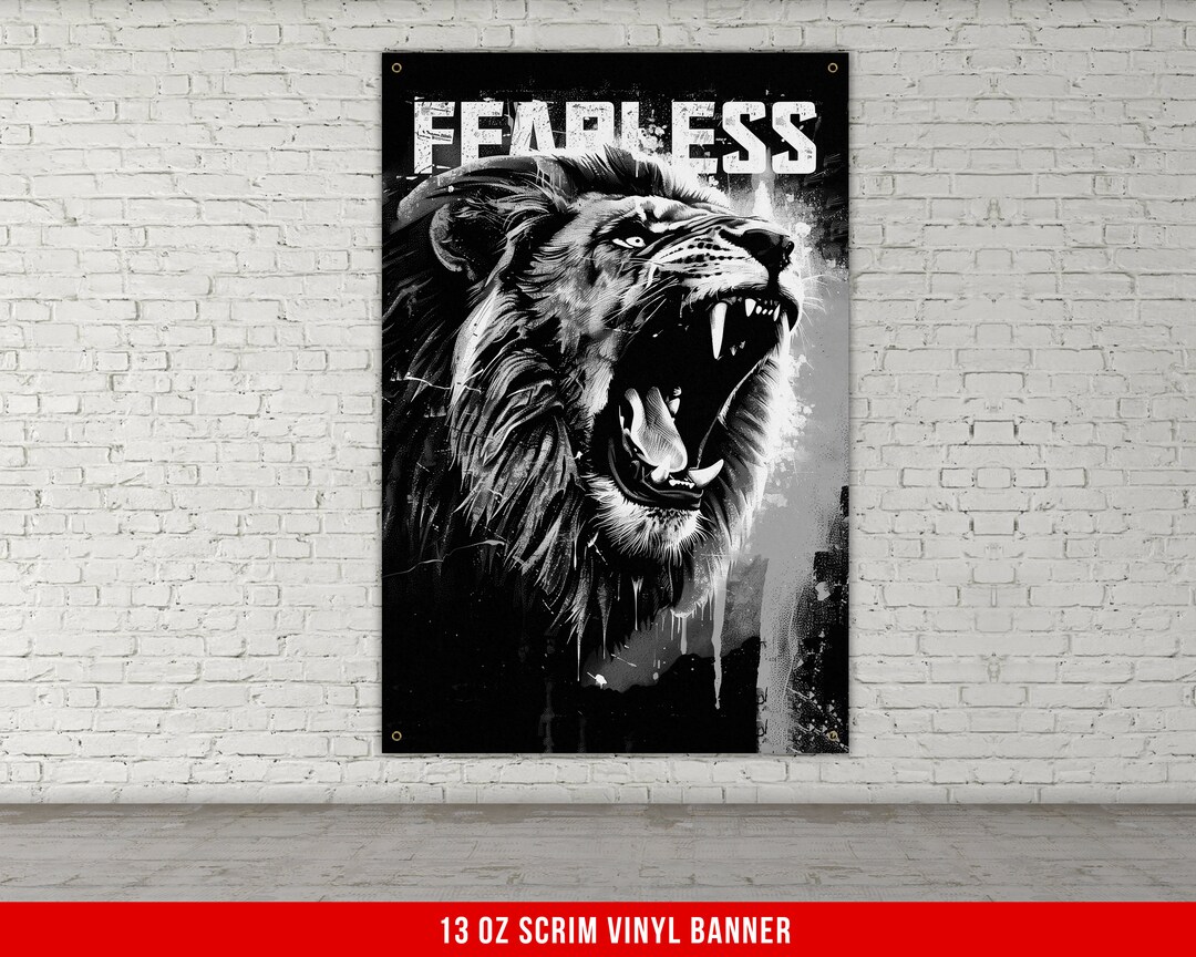Fearless Banner - Strength Training Decor - Large Motivational Wall Art ...