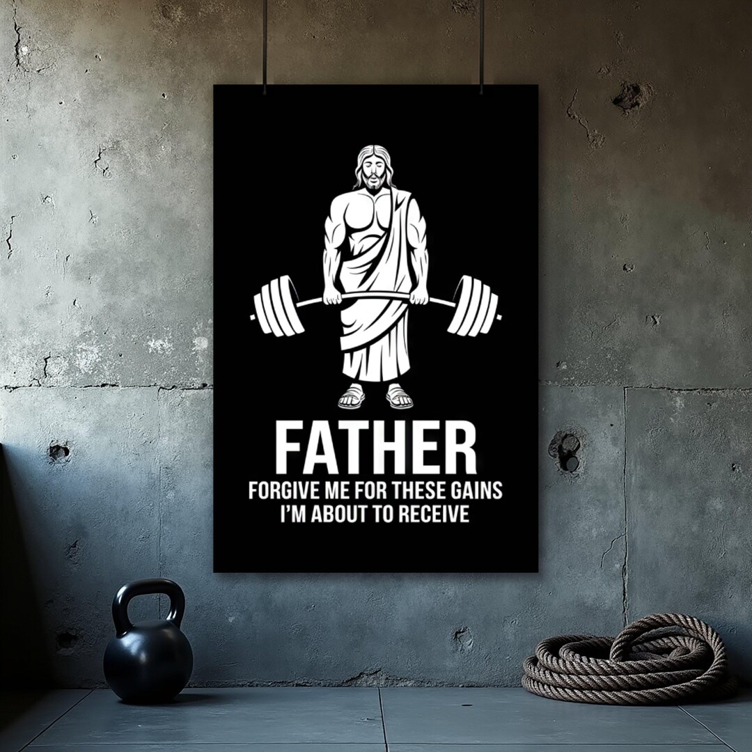 Funny Jesus Gym Poster, Home Gym Wall Art, Bodybuilding Poster ...