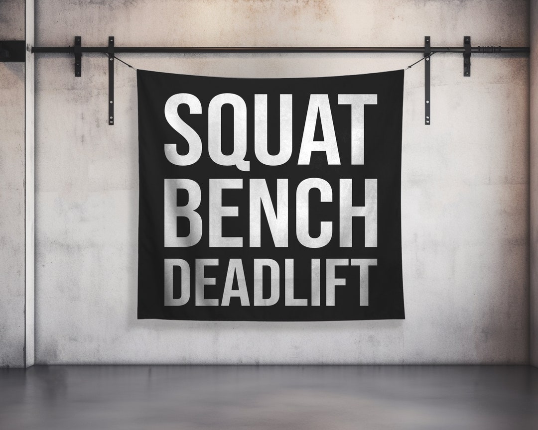 Squat Bench Deadlift Wall Tapestry - Gym Decor - Large Motivational ...