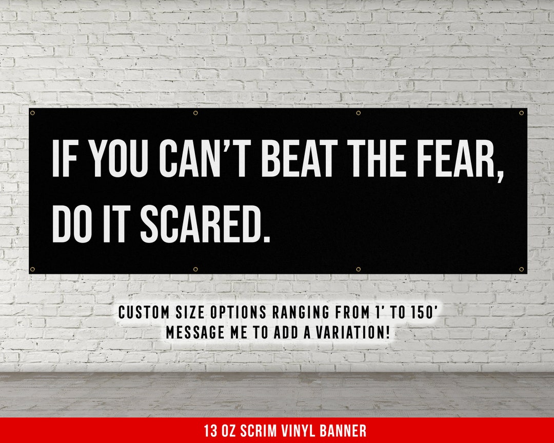 Beat the Fear Banner - Home Gym Decor - Large Quote Wall Art - Fitness ...