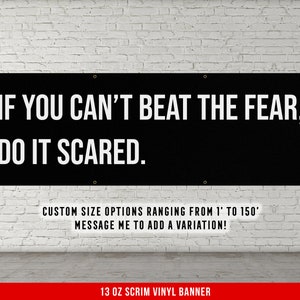 Beat the Fear Banner - Home Gym Decor - Large Quote Wall Art - Fitness ...