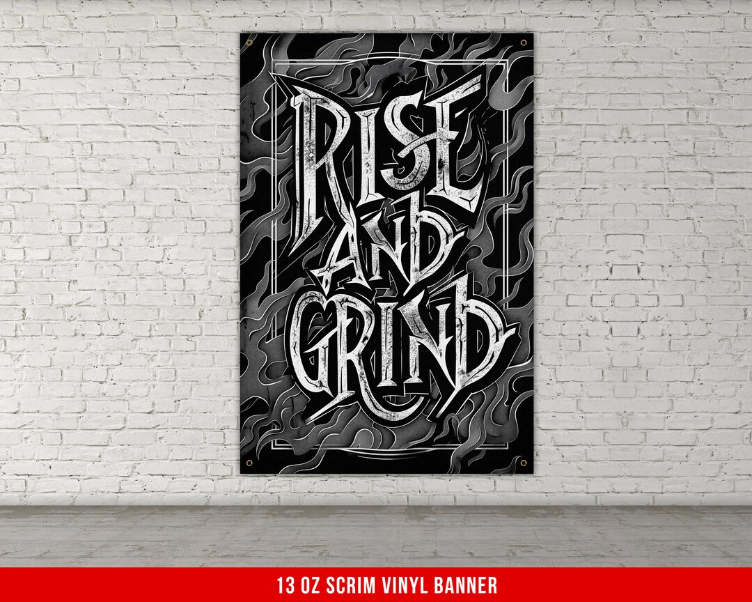Rise and Grind Banner - Home Gym Inspiration - Large Quote Wall Art ...