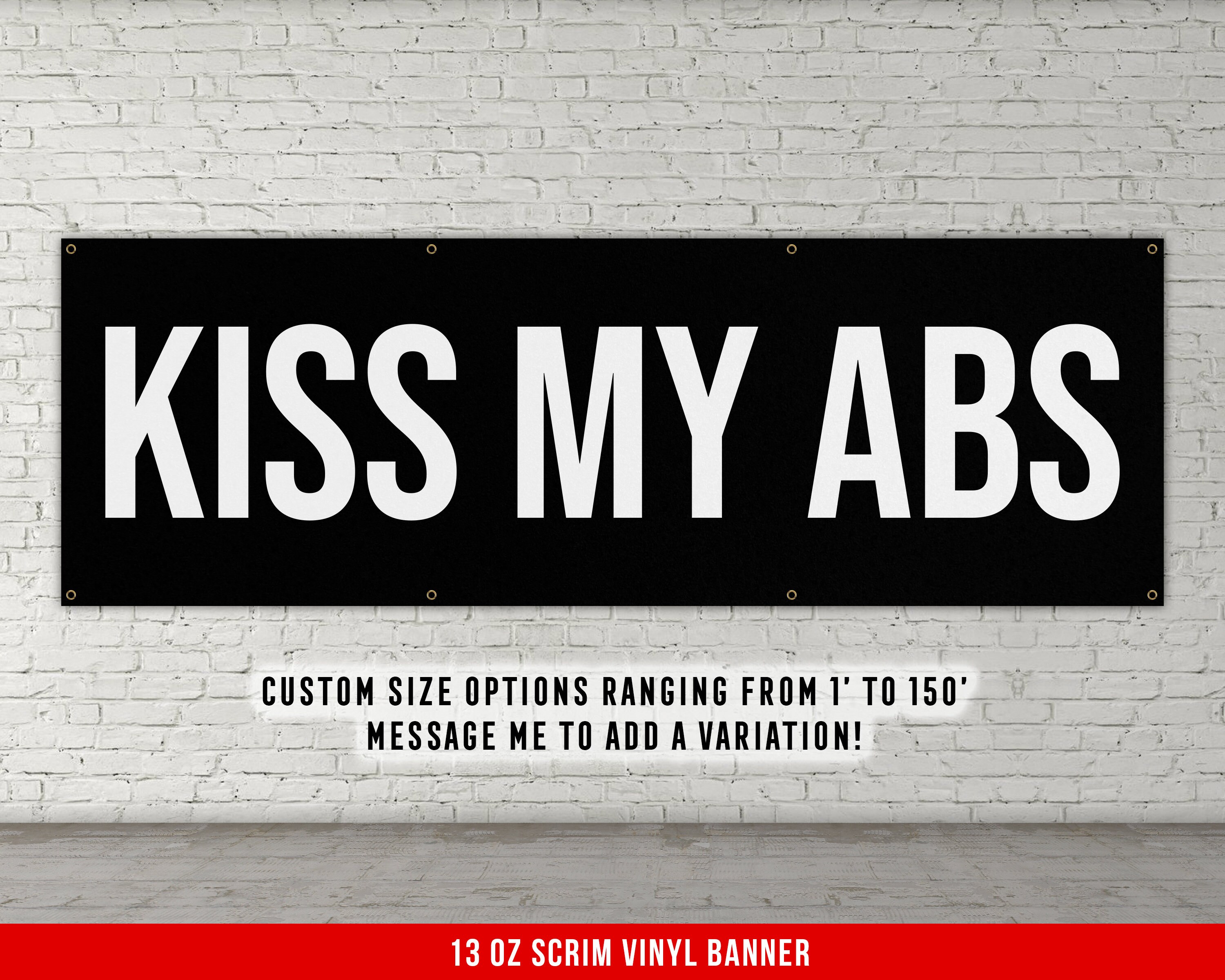 Kiss My Abs Banner Motivational Home Gym Decor Large Quote | Etsy