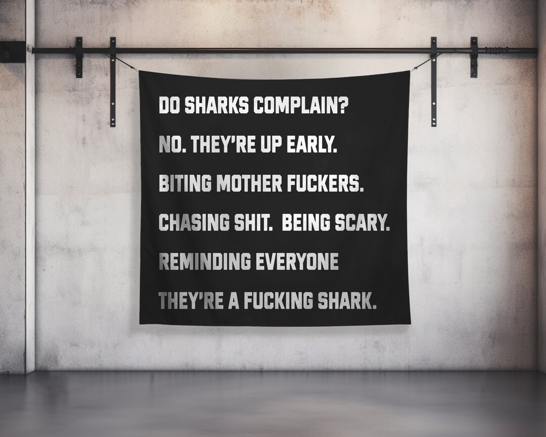 Do Sharks Complain Wall Tapestry - Gym Decor - Large Motivational ...
