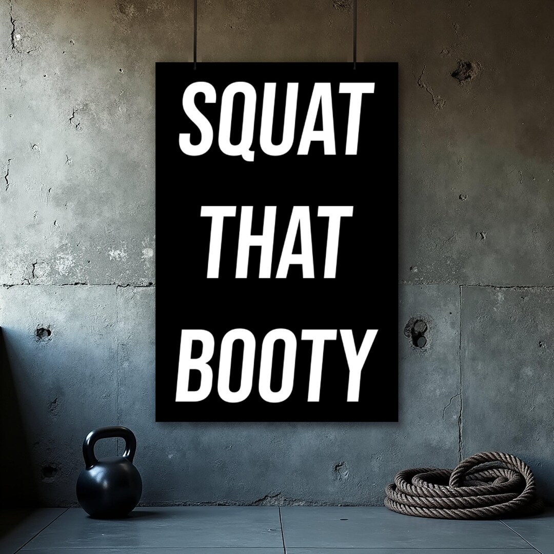 Squat That Booty Poster, Funny Gym Poster, Home Gym Wall Decor, Fitness ...
