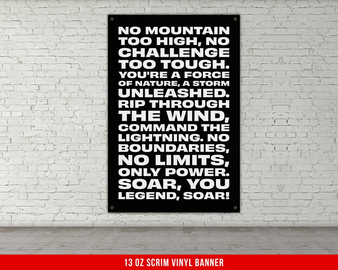 No Mountain Too High Banner - Home Gym Decor - Large Quotes Wall Art ...