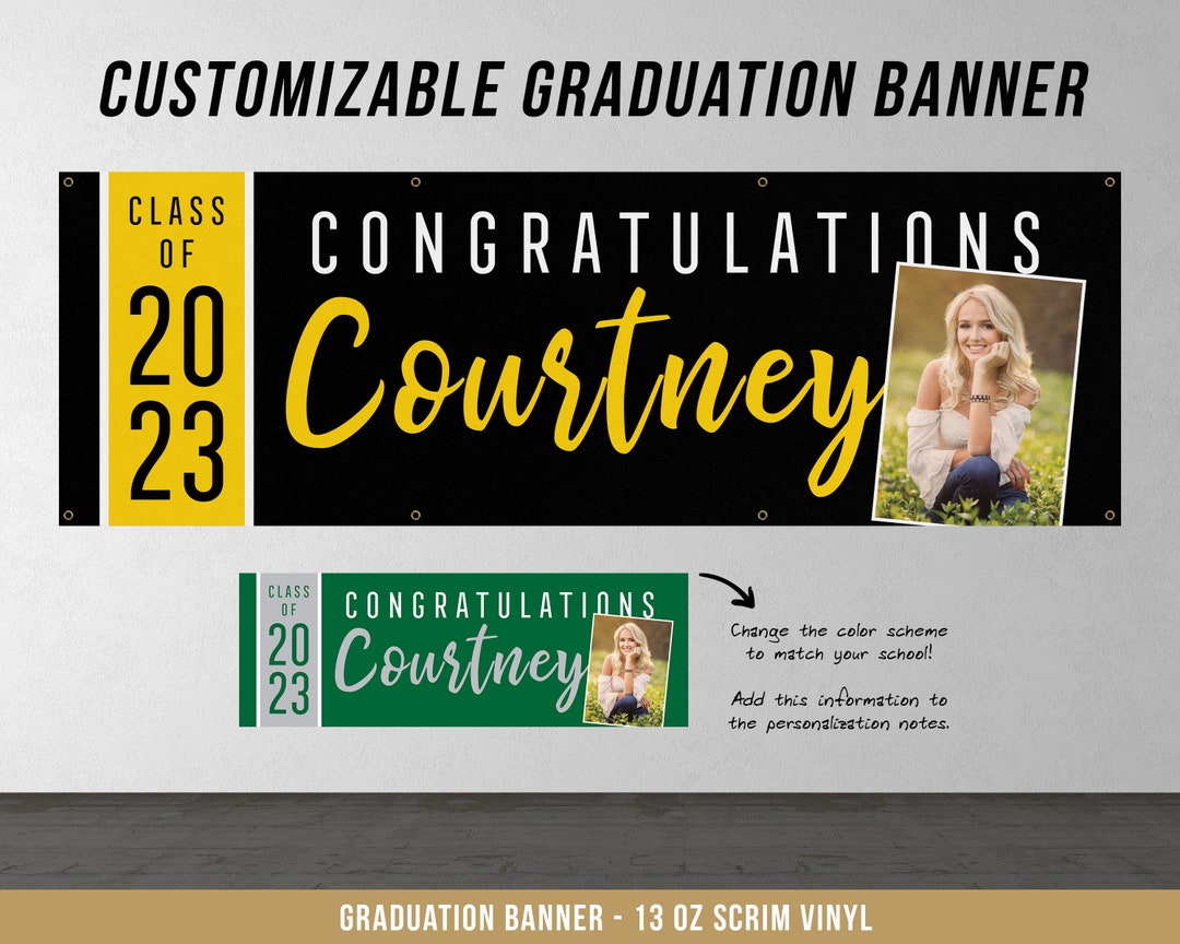 Custom Graduation Banner - Personalized Decor - Party - High School ...