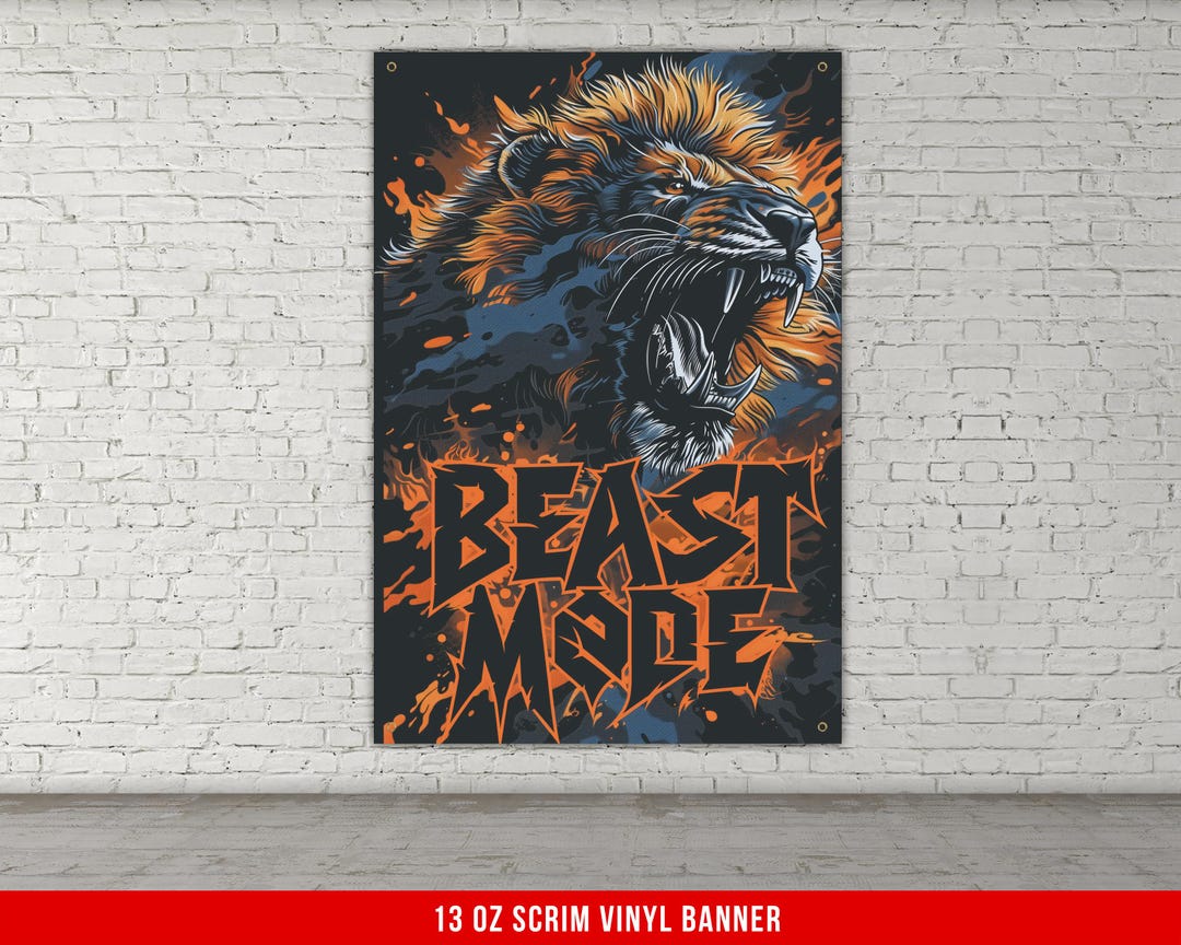 Beast Mode Banner - Inspirational Wall Art - Home Gym Decor - Workout ...