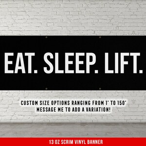 Eat Sleep Lift Banner - Motivational Home Gym Decor - Large Quote Wall ...