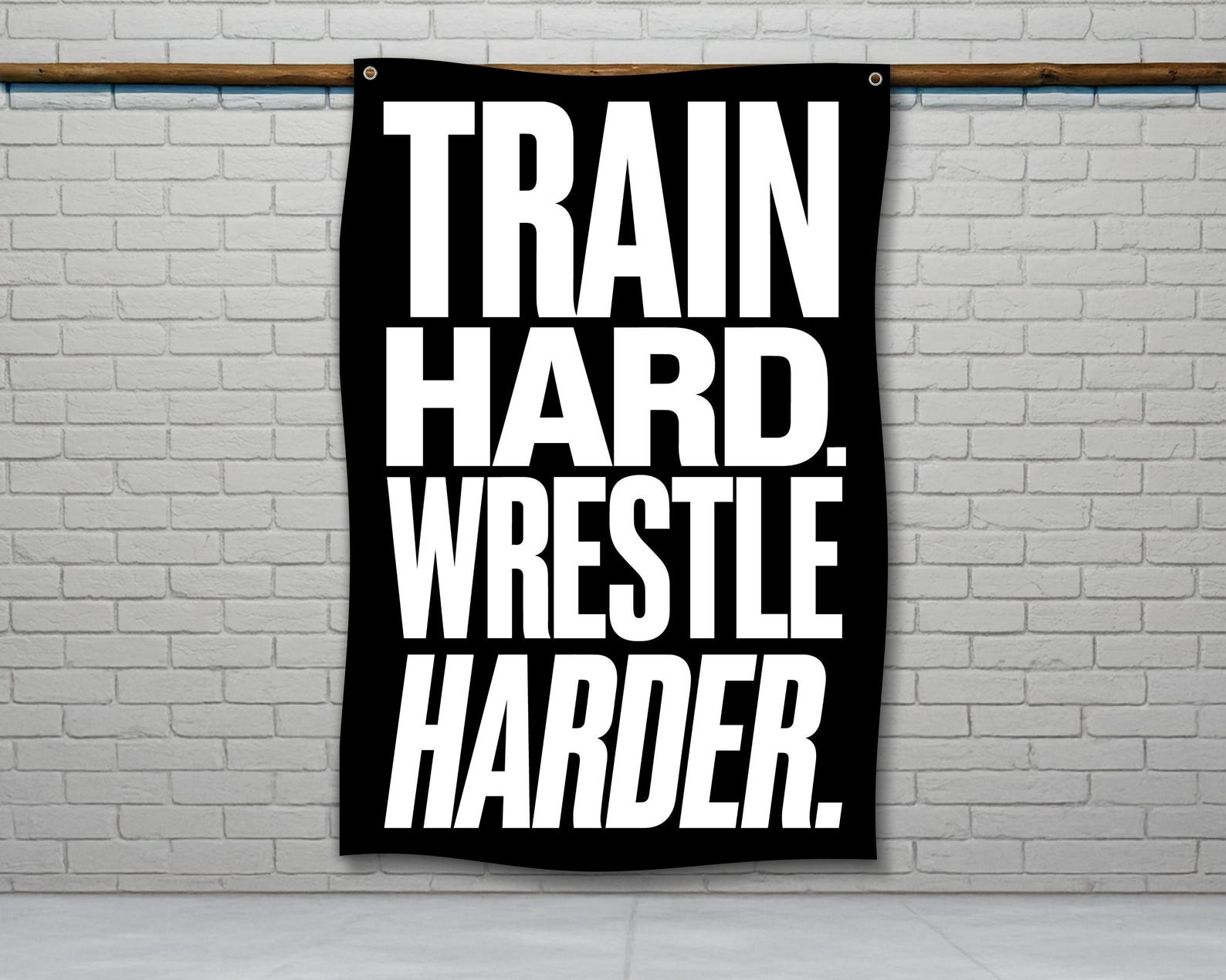 Train Hard Wrestle Harder Flag, Wrestling Room Decor, Wrestling Gift ...