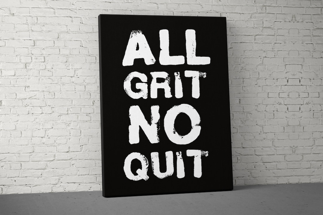 All Grit No Quit Canvas - Home Gym Decor - Office Large Motivational ...