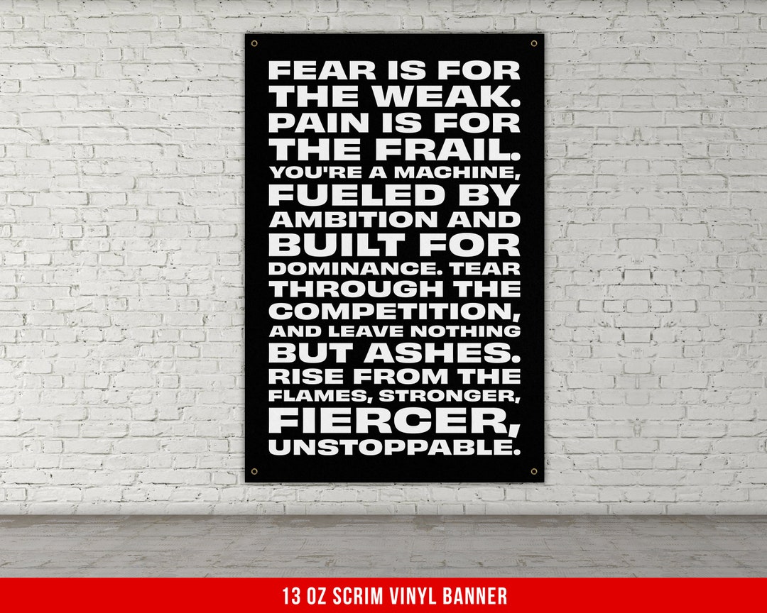 Fear is for the Weak Banner Home Gym Decor Large Quotes Wall Art ...