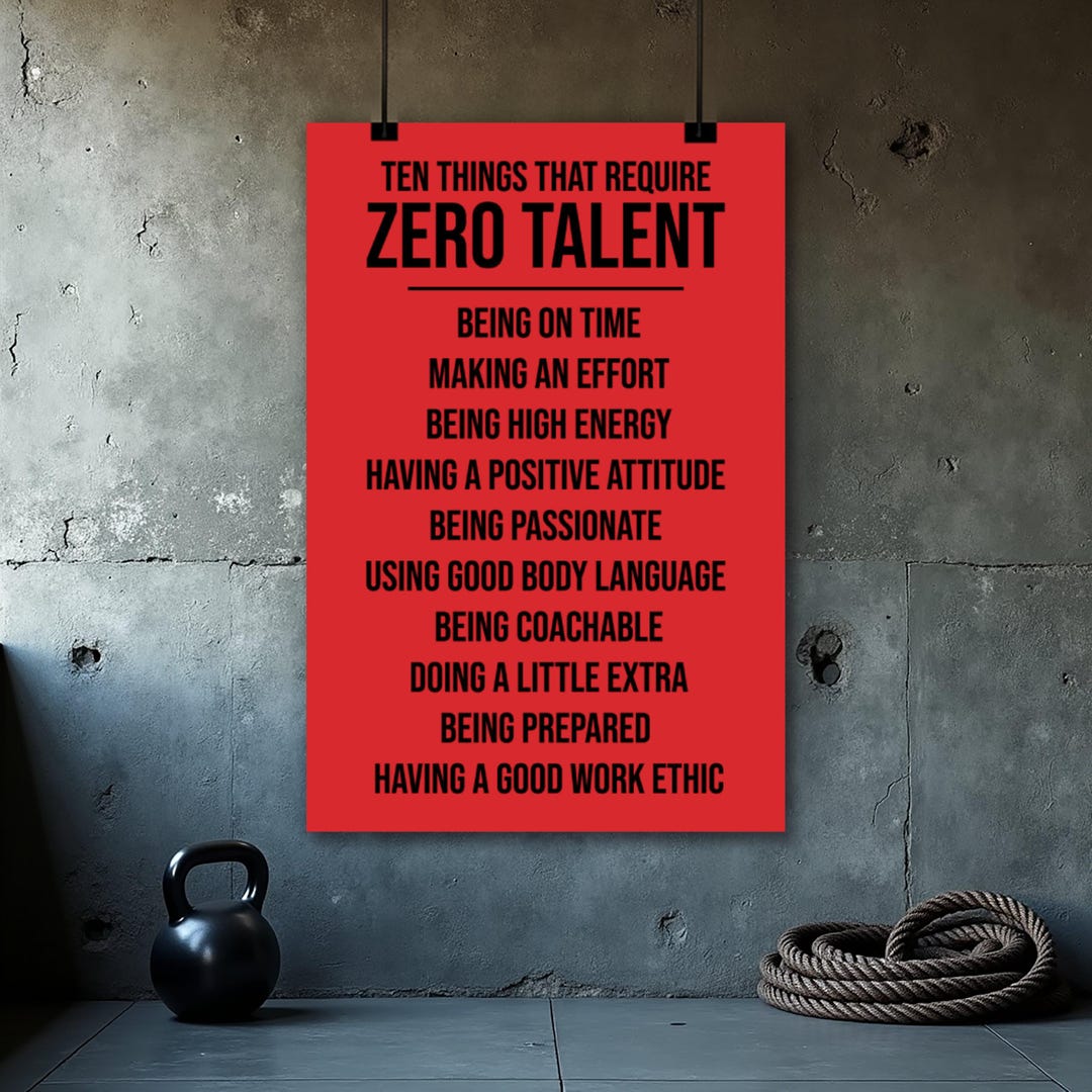 Zero Talent Motivational Poster, Home Gym Wall Decor, Fitness ...