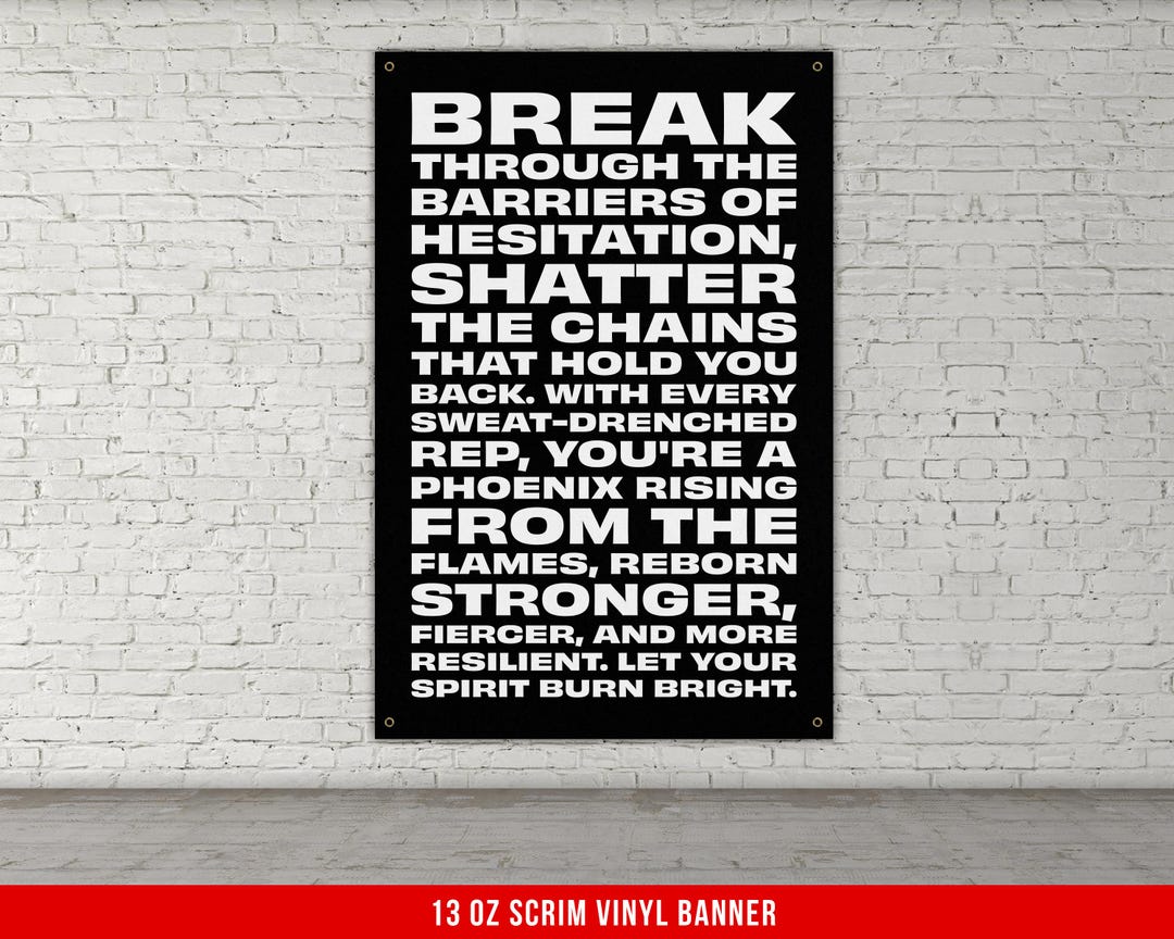 Break Through Barriers Banner - Gym Wall Art - Motivational Fitness ...