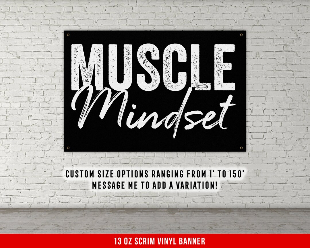 Muscle Mindset Banner - Home Gym Decor - Large Quotes Wall Art - Garage ...